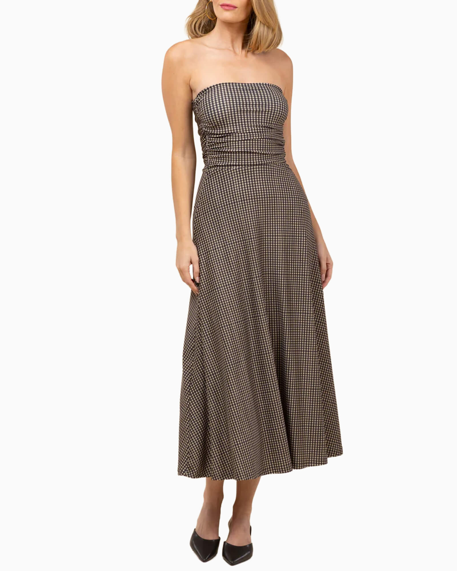 The Gloria Dress Black Beige Gingham | Women's Clothing